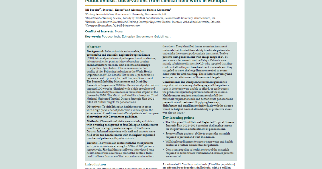 Podoconiosis: observations from clinical field work in Ethiopia - ILDS